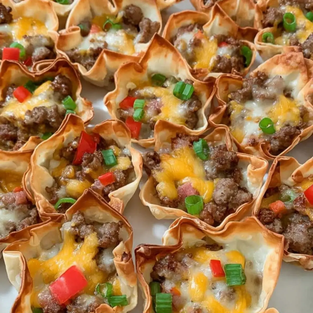 Cheesy Sausage Wonton Cups - 5-Ingredient Easy Recipe - CookBakeShare
