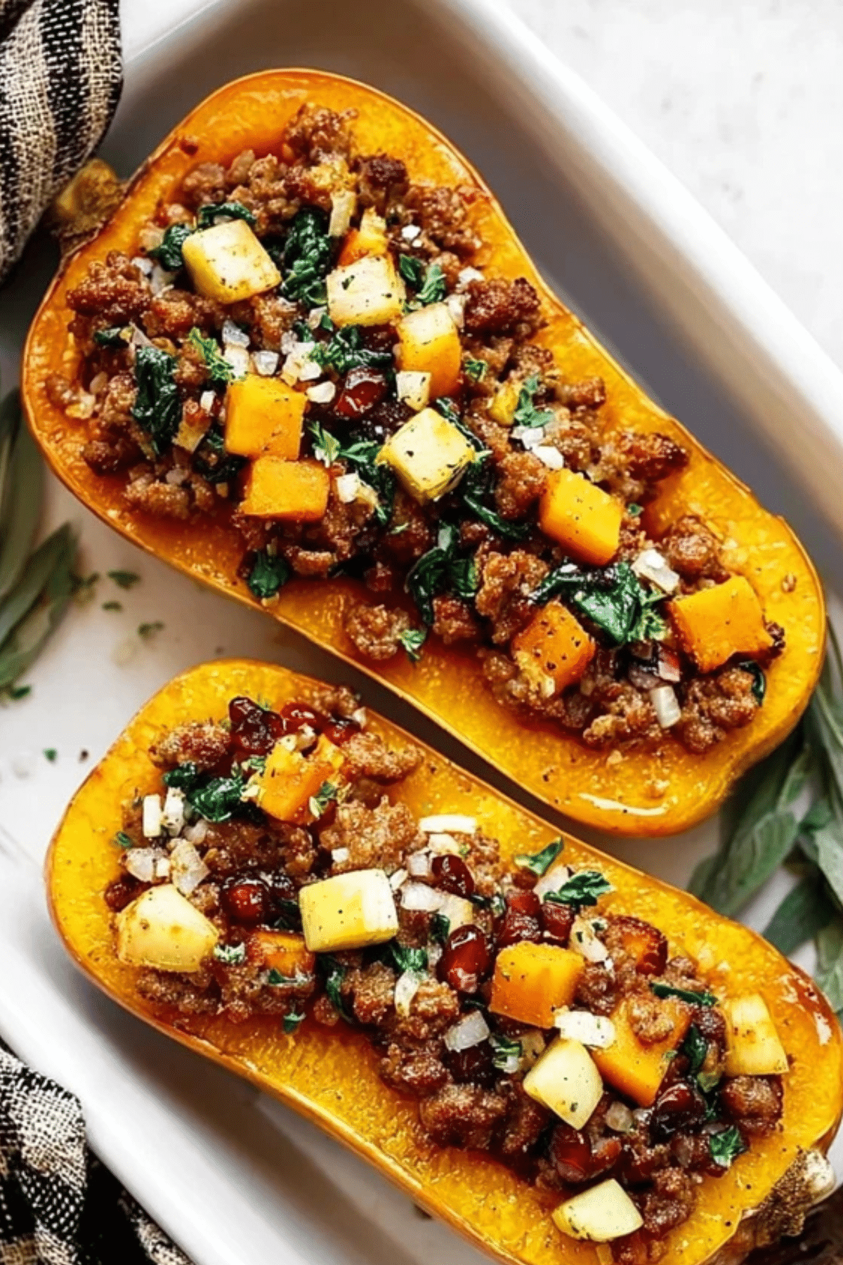 Apple Sausage Stuffed Butternut Squash – 5 Simple Steps - CookBakeShare